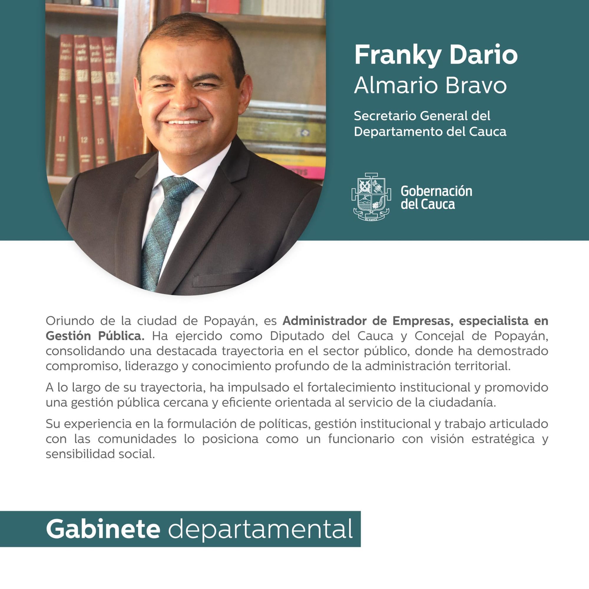 Franky Almario: nombramiento polémico en la Secretaría General del Cauca
