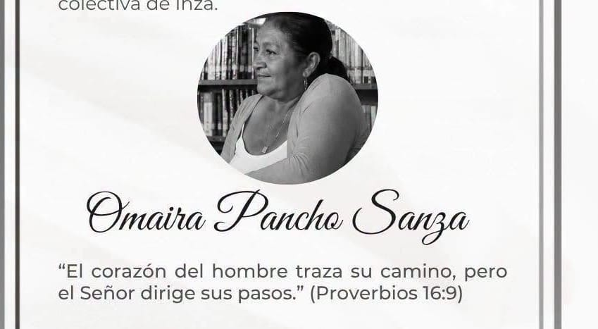 Omaria Pancho Sanza, defensora de víctimas, fue asesinada en Inzá